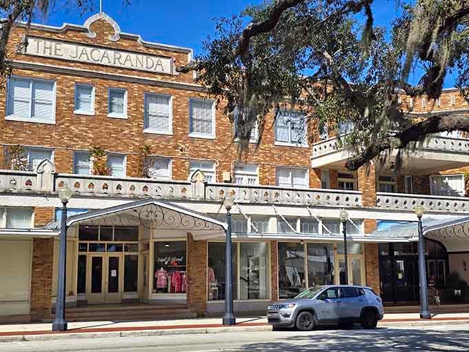 The Jacaranda's ornate balustrades and vintage signage recall an era when hotels were destinations, not just places to crash overnight.