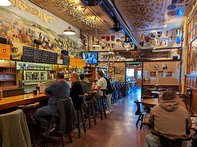 The long bar and cozy tables create the perfect setting for lingering over lunch and good conversation.
