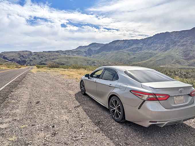 Road trip views that make you pull over immediately, camera already in hand before stopping.