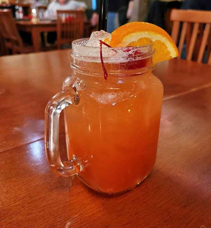 A refreshing cocktail in a mason jar tastes even better when you're celebrating not falling into any canyons today.
