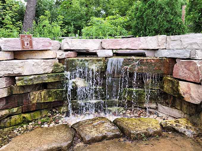 Water features add soothing sounds to active play, creating peaceful moments between bursts of childhood energy and excitement.