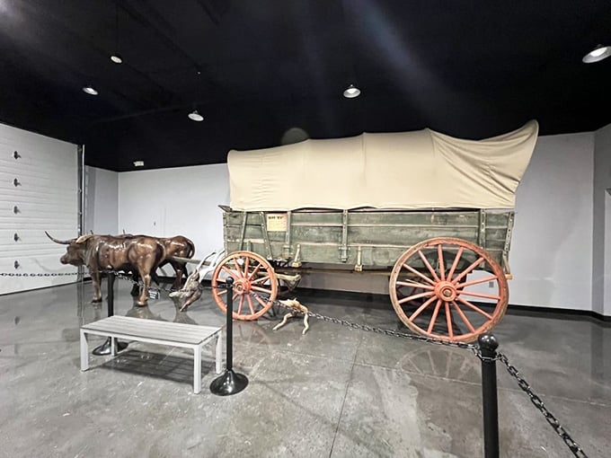 An authentic covered wagon that transported pioneers across the desert, now transporting you back through time instead.