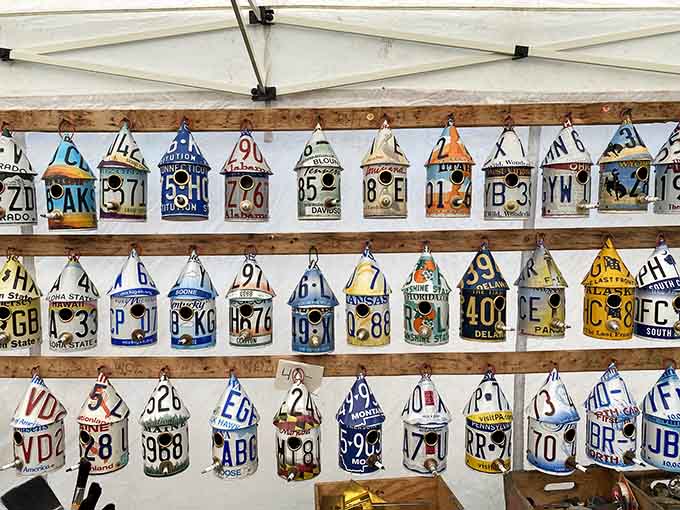 License plate birdhouses transform road relics into charming avian condos, giving retired tags new purpose in backyard real estate.