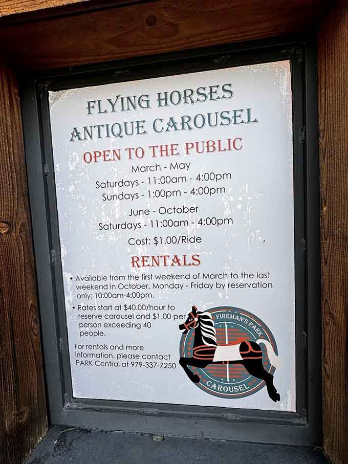 Operating hours posted clearly because even magical experiences need schedules in the real world, unfortunately.