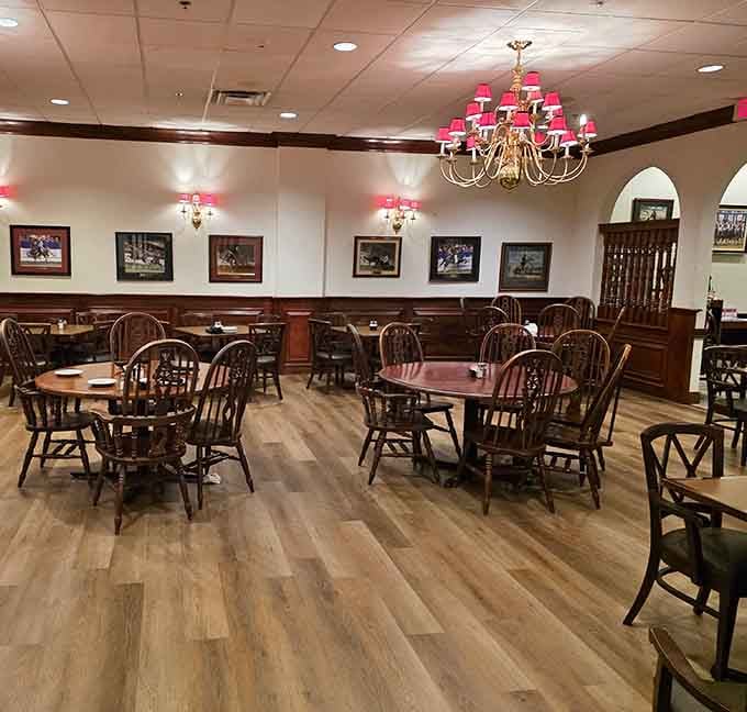 Another elegant dining space where wooden chairs have supported countless satisfied diners and their food comas.