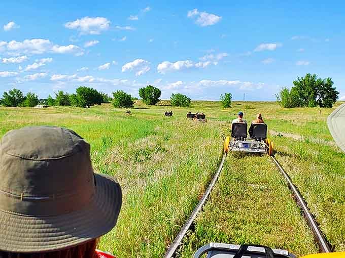 Sometimes the tracks ahead look like they're leading straight into a storybook prairie landscape painting.