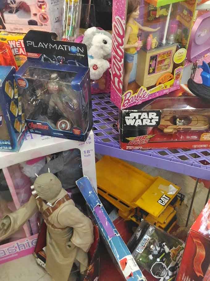 Toys from different eras create a nostalgic playground where Star Wars meets Barbie and everyone gets along just fine.
