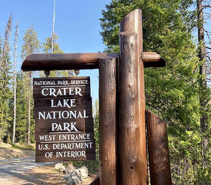 This sign marks the gateway to liquid sapphire, where Mother Nature decided to show off her color palette.