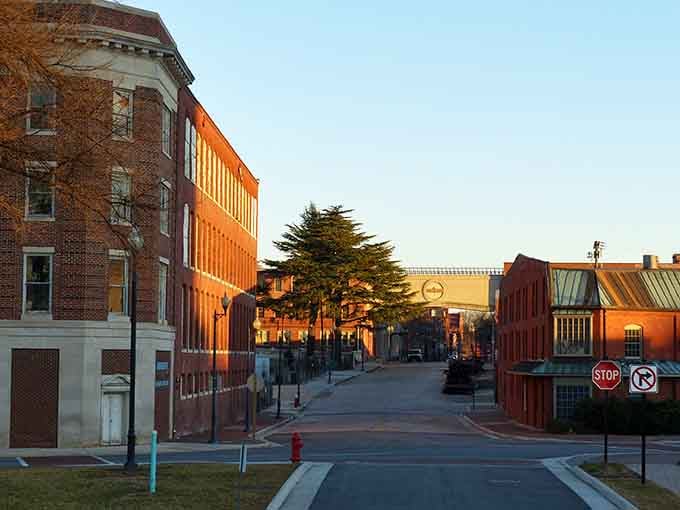 Sunset paints the historic district in amber tones, transforming ordinary streets into something straight out of a Norman Rockwell painting.