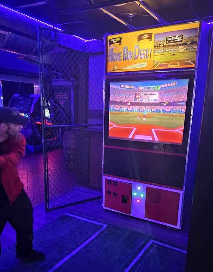 Step up to the plate and swing for the fences without leaving the air-conditioned comfort.