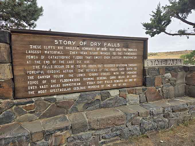 Historic marker tells the story geologists debated for decades before accepting the flood theory's wild truth.