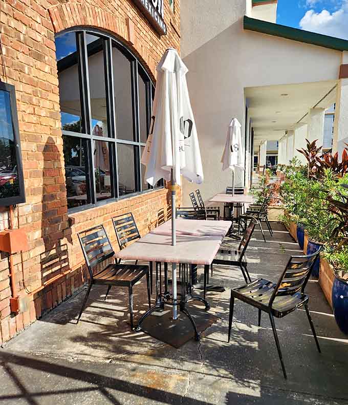 Shaded patio seating offers the perfect spot for enjoying Mexican cuisine while soaking up Florida sunshine.