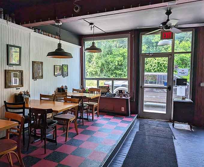 Natural light streaming through those windows illuminates a space where great food takes center stage always and forever.