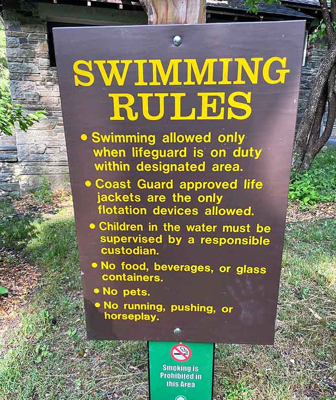 The rules keep everyone safe and happy, because even paradise needs a few sensible guidelines to function properly.