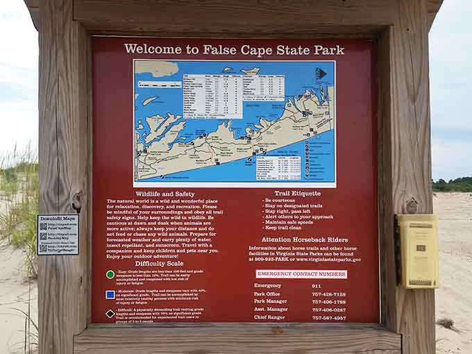Information boards pack more useful details than your phone's GPS ever could in this remote sanctuary.