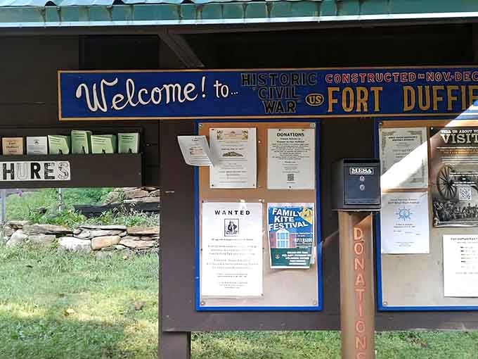 The information board welcomes visitors to Kentucky's largest and best-preserved Civil War earthen fortification site.