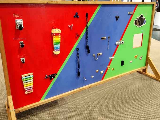 This sensory board keeps tiny hands busy exploring textures, sounds, and gadgets that won't end up in your shopping cart.