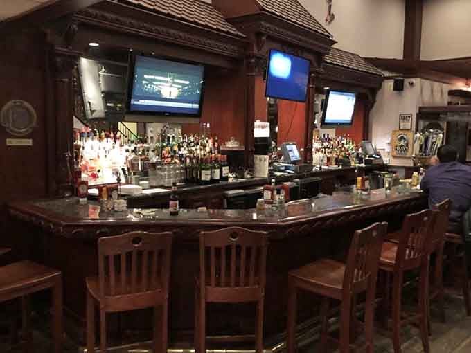 The bar area offers liquid courage before confronting the most magnificent crab cake of your life.