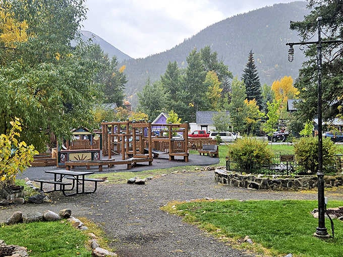 The town park offers families a place to relax while surrounded by scenery that most people only see in calendars.