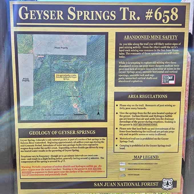 The informational sign explains the geology and safety rules, because even natural wonders need some ground rules.