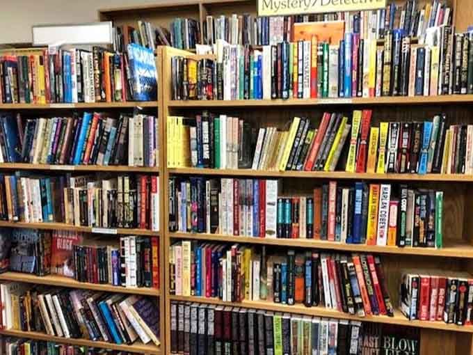 Mystery and detective novels line the shelves, offering countless hours of suspenseful page-turning entertainment ahead.