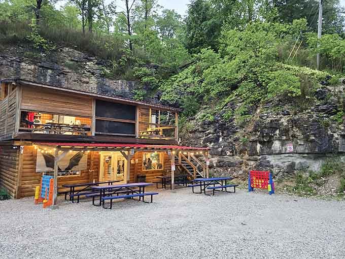 Post-paddle picnic tables let you decompress and swap stories about that moment when they turned off all the lights.