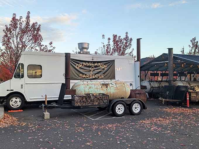 Those smokers attached to the truck are the real stars, working tirelessly to create barbecue magic.