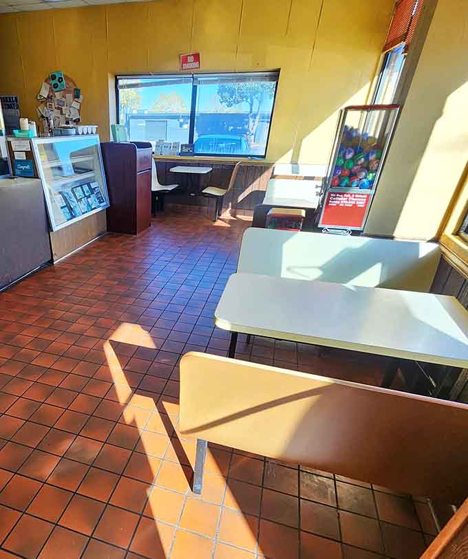 Simple seating where you can enjoy your donuts immediately instead of waiting until you get back to your car.
