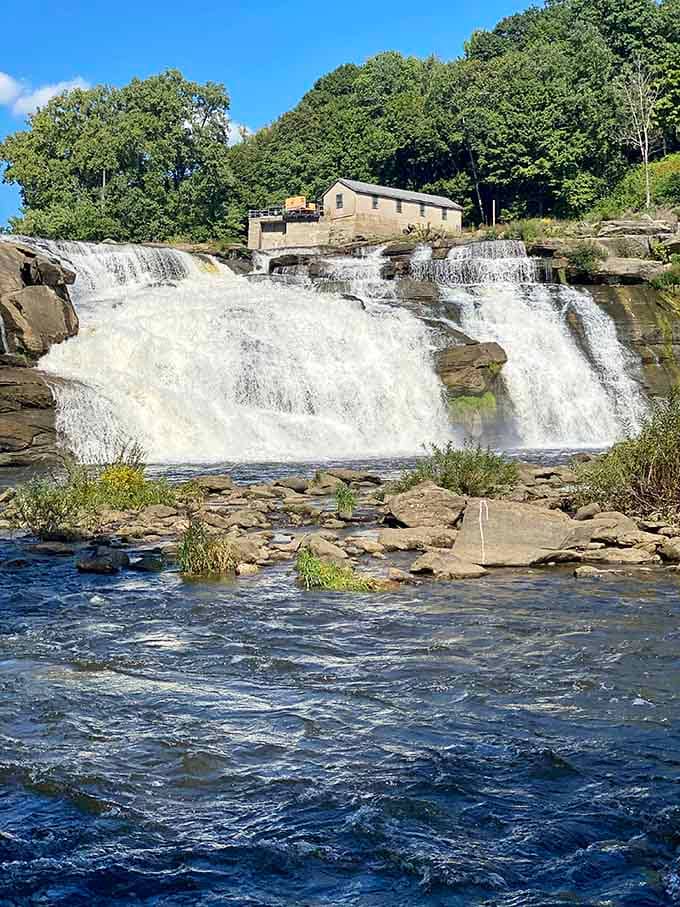 The old mill building stands as a reminder of when this waterpower actually powered things.