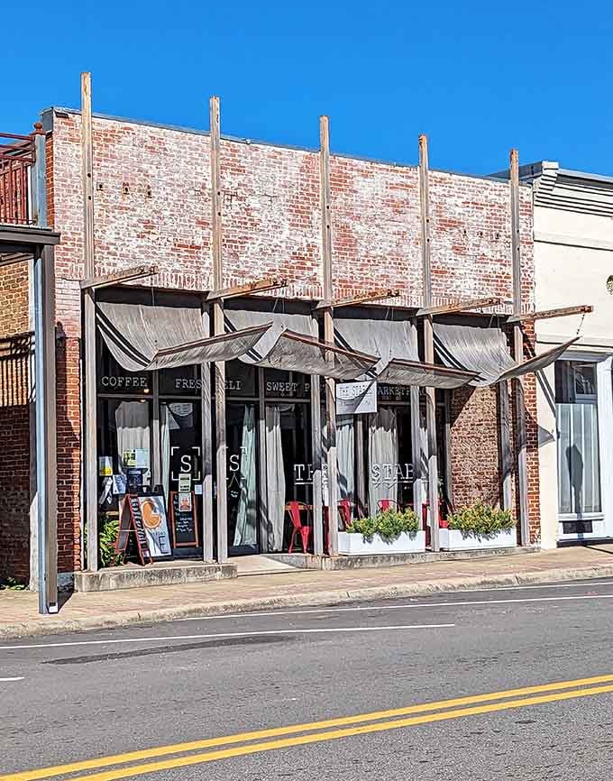 The Stable's weathered brick and creative awnings show how old buildings can find new purpose beautifully.