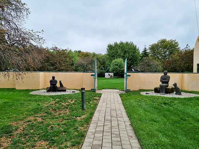 Contemplative figures finding peace in their own space, like they're meditating on the meaning of bronze and tranquility.