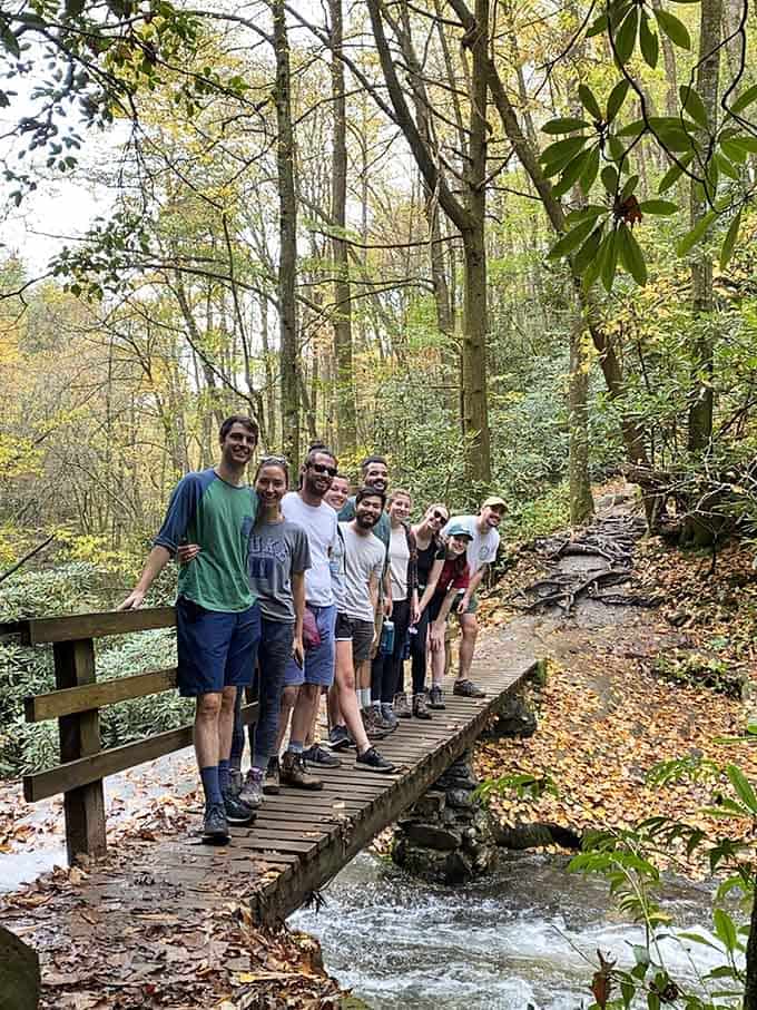 Squad goals achieved when the whole crew makes it to the waterfall for the ultimate group photo.
