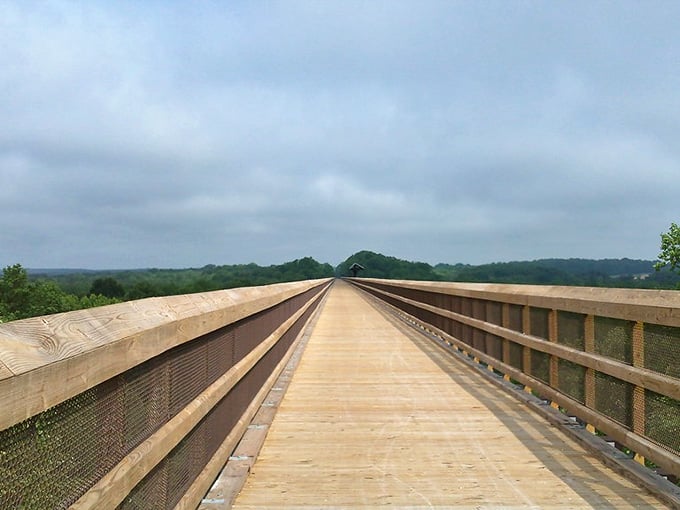 Cloudy skies over High Bridge create moody perfection, the kind of atmospheric conditions that make every photo look professionally dramatic.