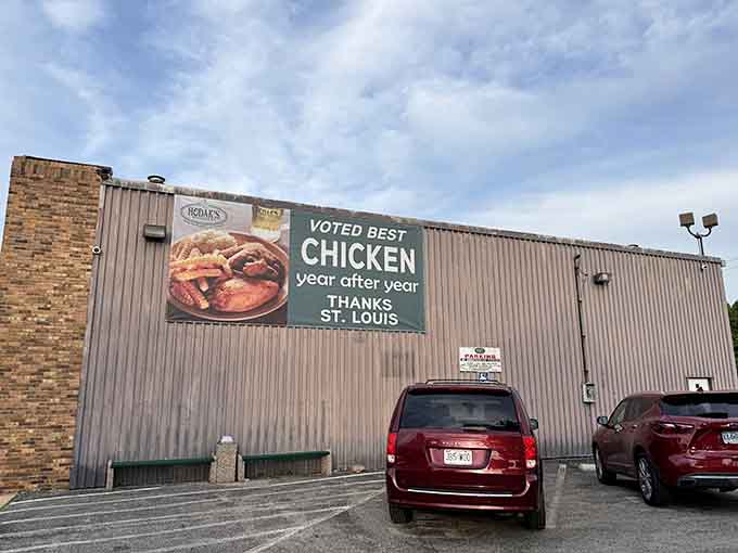 Exterior signage proudly proclaiming "Voted Best Chicken Year After Year" because consistency deserves recognition and celebration.