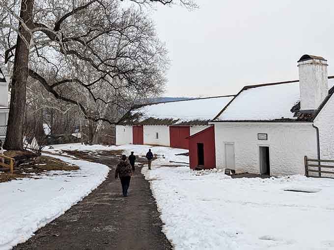 Winter transforms the village into a stark landscape that emphasizes just how challenging life here truly was.