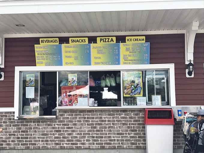 Classic amusement park fare awaits hungry adventurers, because nothing tastes better than pizza after conquering every ride.