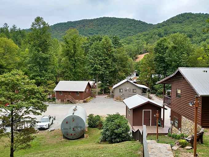 The property sprawls across mountain terrain, giving you plenty of space to explore and wander.