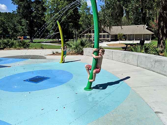 The splash pad's interactive features turn simple water play into an adventure that never gets old somehow.