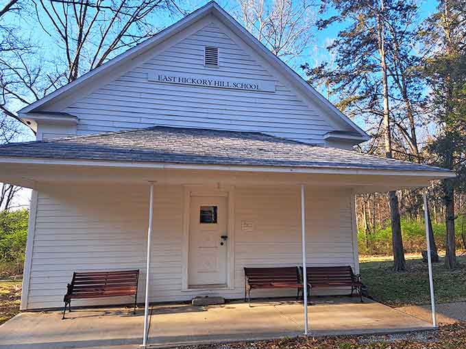East Hickory Hill School's pristine white exterior housed students who walked miles uphill both ways, and actually did.