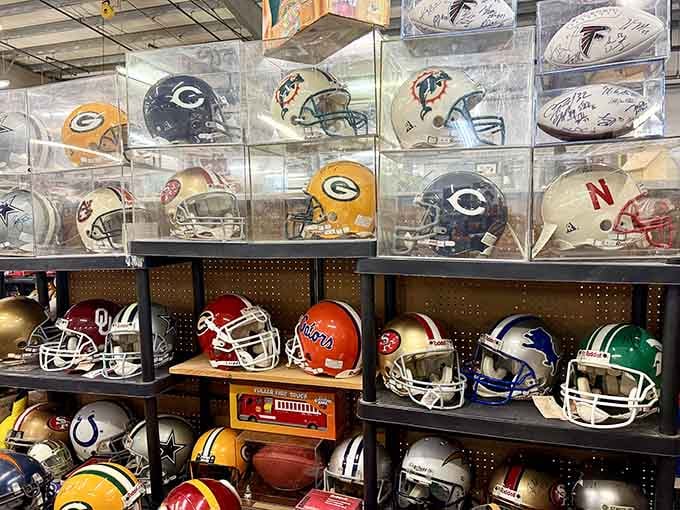 Sports fans rejoice: vintage helmets and memorabilia that'll transform any man cave into a shrine.