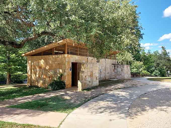 Even the facilities blend seamlessly into the park's natural charm, built with that classic Texas Hill Country limestone character.