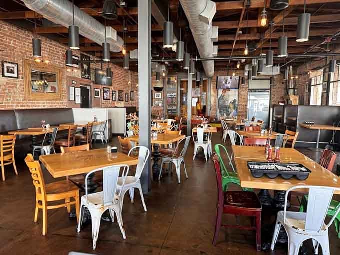 Industrial chic meets down-home comfort in a space designed for serious eating and good times.