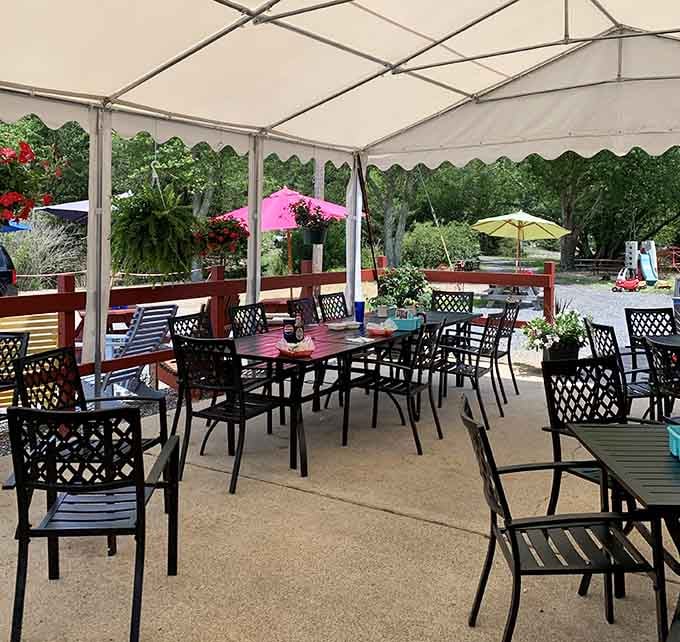 Covered patio seating for those perfect New Jersey mornings when eating outside feels like a mini vacation.