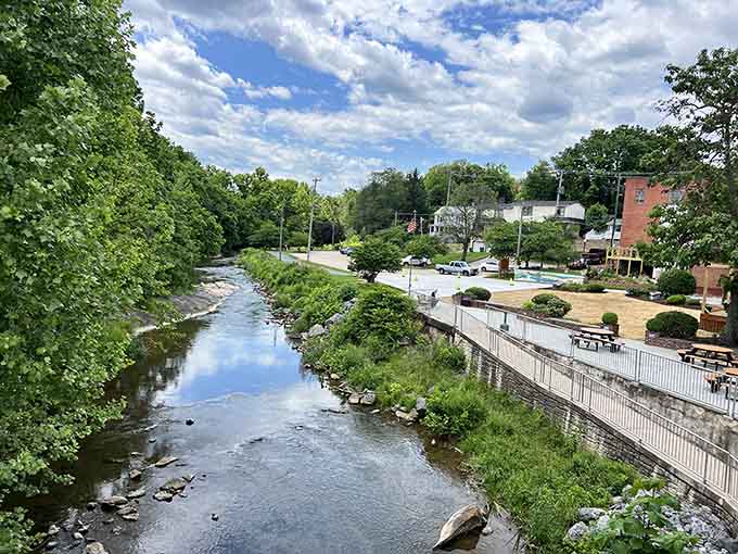 Where Hawksbill Creek flows peacefully through town, nature and civilization shake hands and become friends for life.