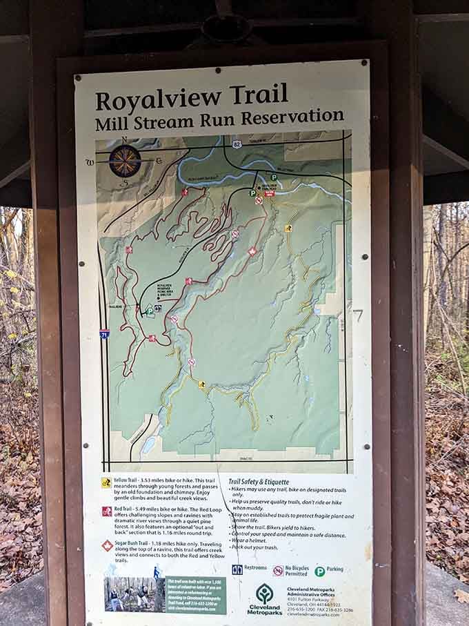 Trail maps guide explorers through the reservation's extensive network, showing there's more than just tobogganing here.