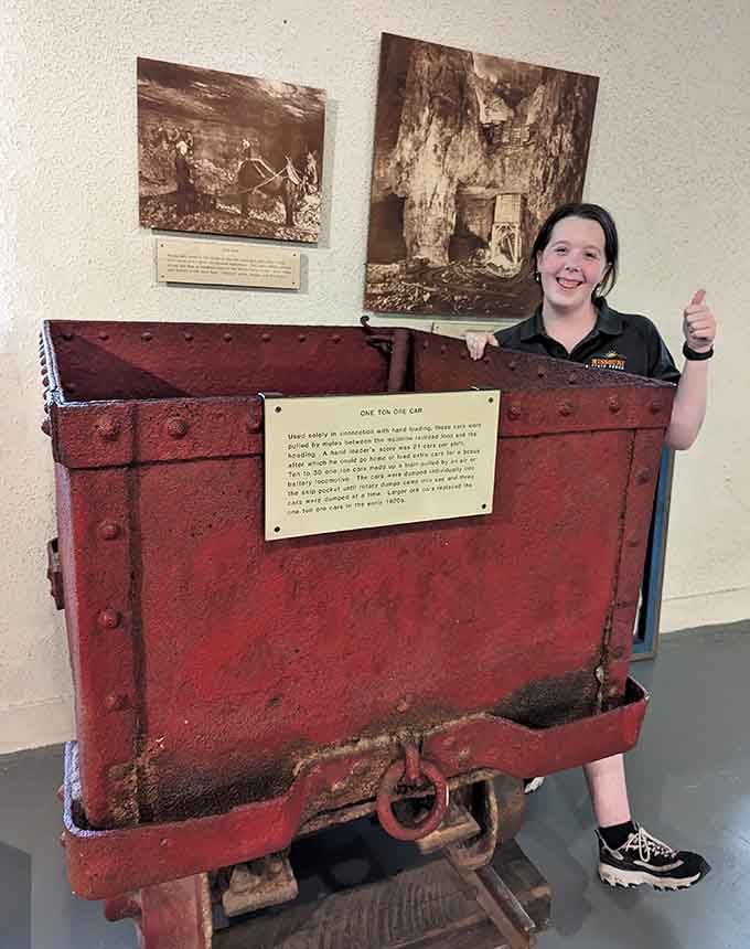 One-ton ore car that miners filled by hand, proving our ancestors earned every penny the hard way.