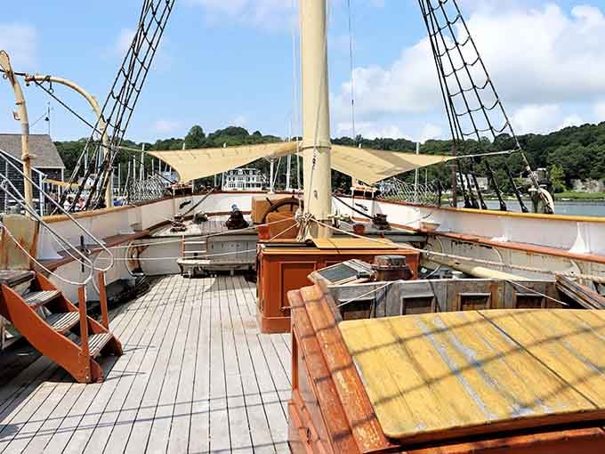 The deck reveals the working spaces where sailors lived, worked, and dreamed of home for endless months.