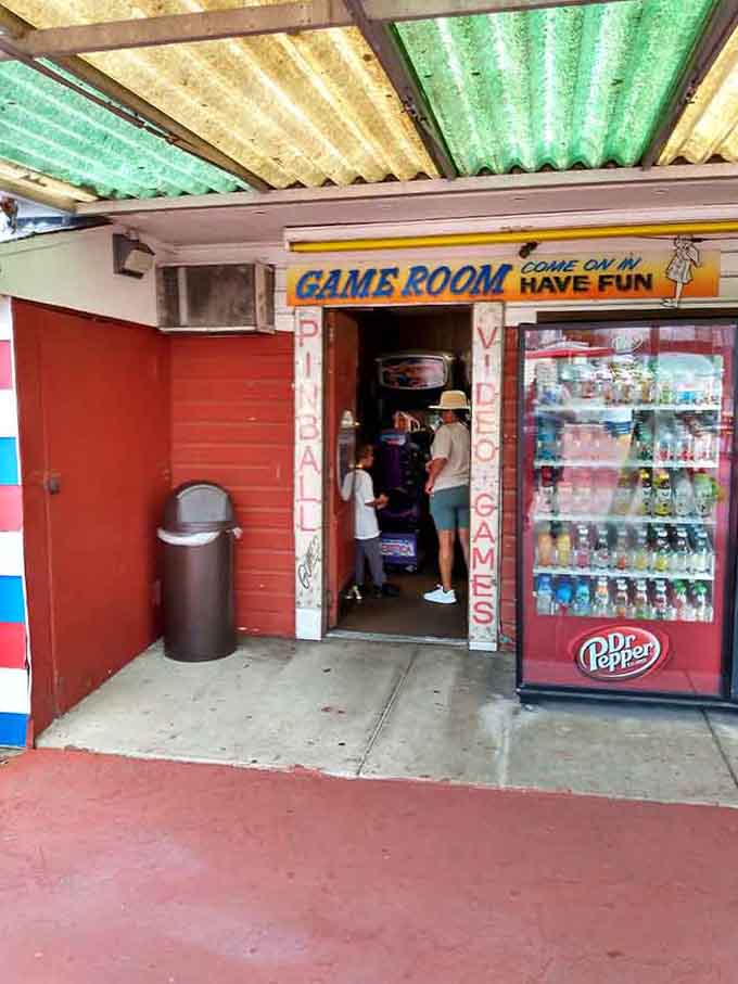 The game room entrance beckons with promises of skee-ball glory and tickets you'll never redeem.