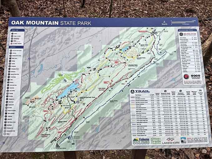 This trail map shows enough hiking options to keep you busy until you finally remember where you parked.