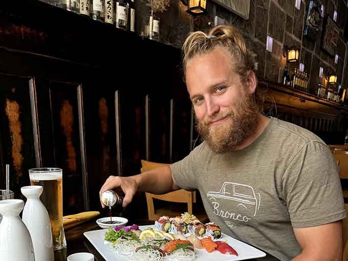 That satisfied smile says everything you need to know about the quality of what's on that beautifully arranged platter.